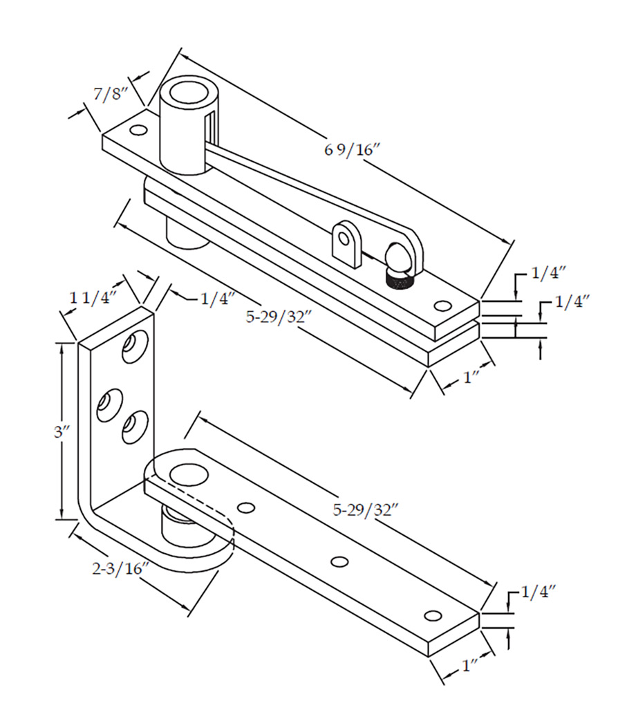 Center Hung Pivot for 5-1/8" door thickness x 200 lb x ST-7079 x 0127 x ...