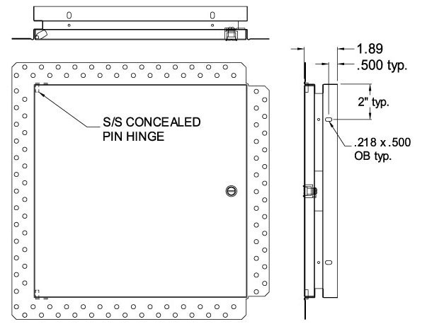 Acudor DW-5040 PC 18 x 18 Flush for Drywall Access Door with Drywall ...