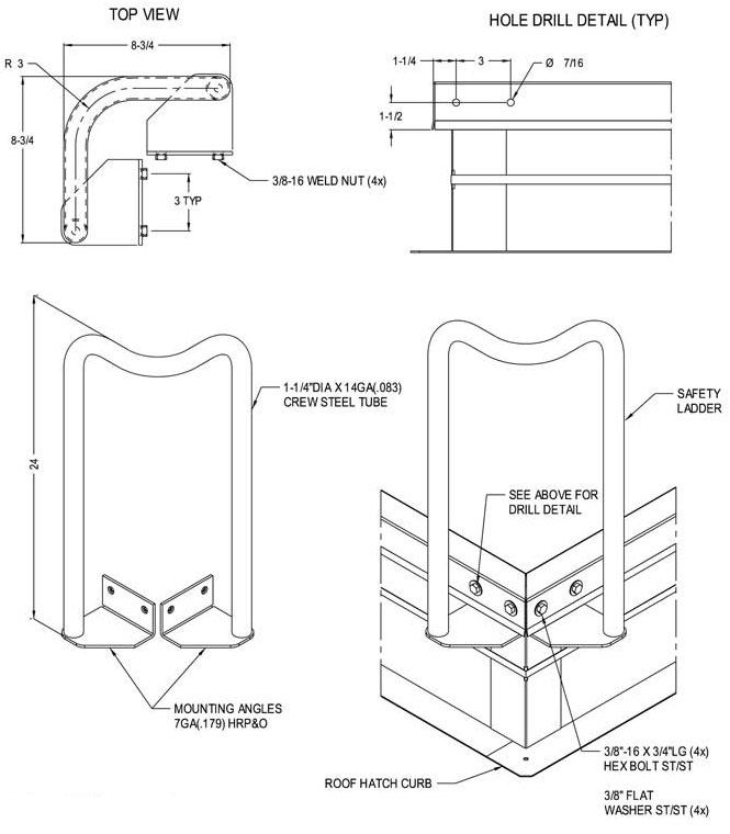 Acudor SLE-Y Safety Ladder Extension for Acudor Roof Hatch - Powder ...