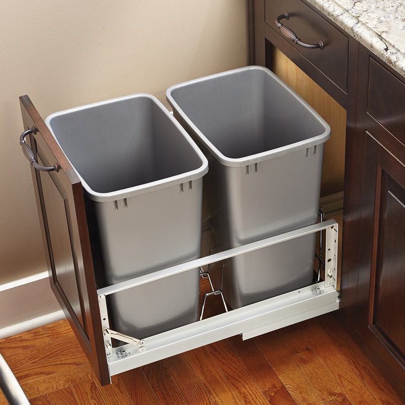 Rev-A-Shelf RS5349-2150DM-217 Bottom Mount Double Trash Pull-Out, Heavy ...