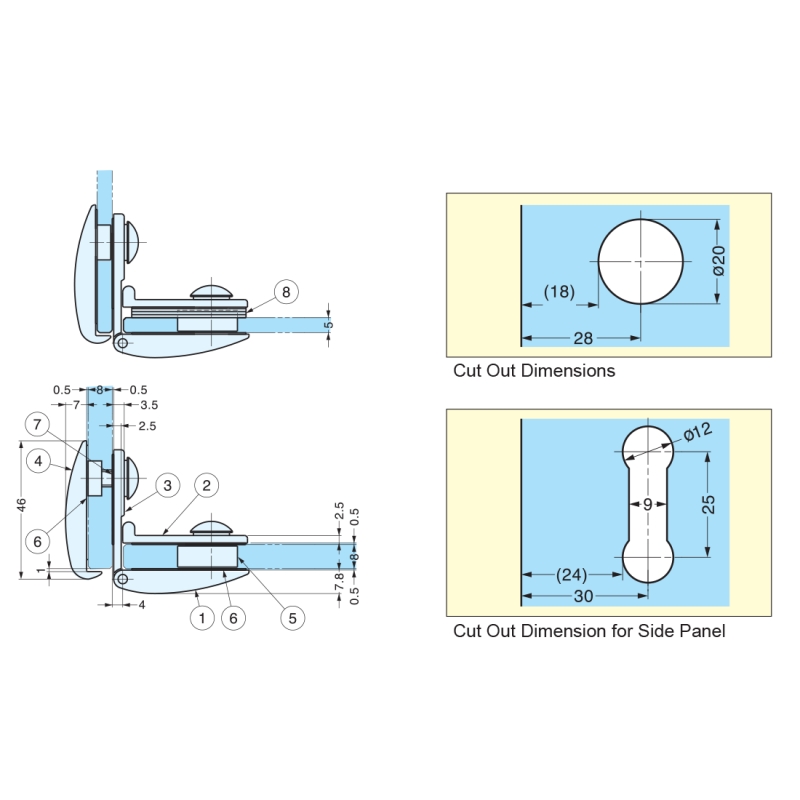 Sugatsune America SLGH-450G-SN Glass Door Hinge, Glass Frame Type, 5/16 ...