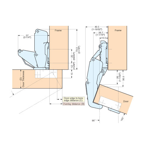 Sugatsune America SLH160-C34-23 Self-Closing European Concealed Hinge ...