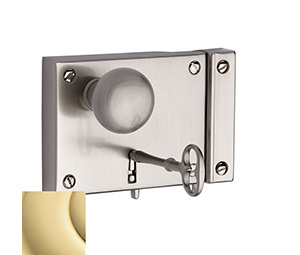Baldwin 5704.031 Small Horizontal Cylinder Rim Lock - Non-Lacquered Brass