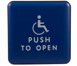 BEA 10PBS1B 4 3/4" Square Blue Stainless Push Plate, White Handicap ...