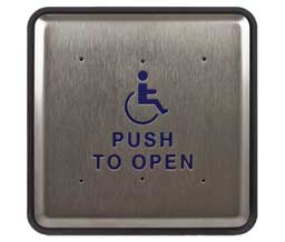 BEA 10PBS61 6" Square Stainless Push Plate, Blue Handicap Logo & Blue ...
