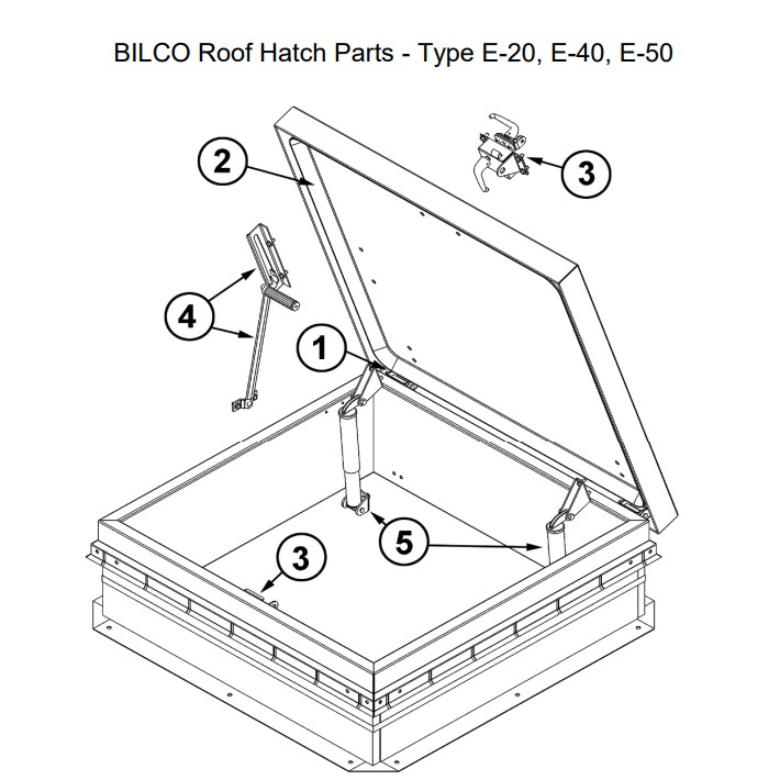 Bilco E-20 Type E Roof Hatch - Ladder Access - 36" x 36" - Galvanized ...