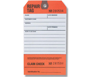 Brooks CRTAG Customer Repair & Claim Check Tag