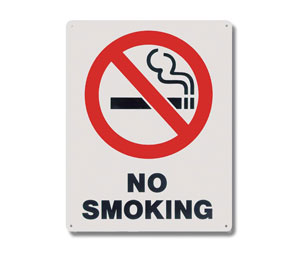 Brooks A115 Aluminum ”NO SMOKING” Sign - 8" x 10"