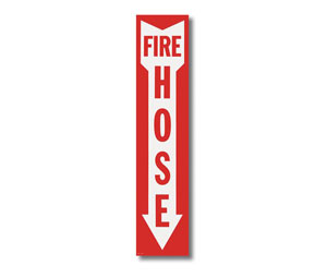 Brooks BL125 Self-adhesive Vinyl ”FIRE HOSE” Arrow Sign - 4" x 18"