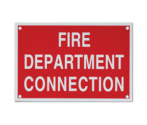 Brooks A244 Aluminum ”FIRE DEPARTMENT CONNECTION” Sign - 6" x 4"