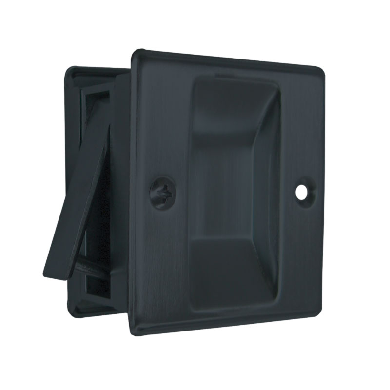 Cal-Royal SDL17 US19 Passage Solid Brass Sliding Door Lock - Black Finish