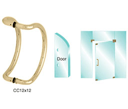 CRL CC12X12BR 12" Glass Mounted Curved Pull Handle - Polished Brass