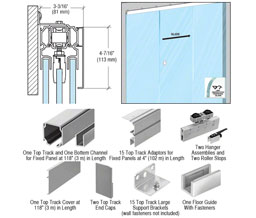 CRL CRL702 CRL70 Series Single Sliding Door with Two Fixed Panels Wall ...