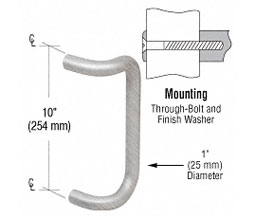 CRL M21741032D 10" Offset Pull Handles Back-to-Back - Brushed Stainless