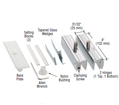 CRL MA01CH Madrid Series Basic Hinge Kit for 10 mm Glass - Polished Chrome