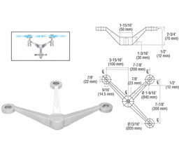 CRL PMH3BS 3-Way Arm Heavy Duty Post or Column Mount Spider Fitting ...