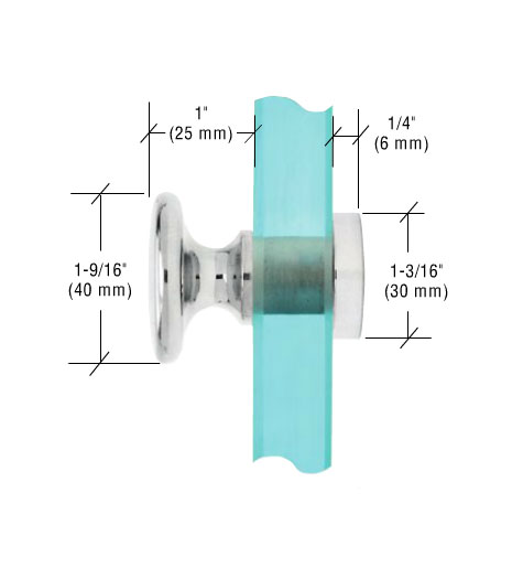 CRL SDK200CH Traditional 200 Series Single-Sided Shower Door Knob - Polished Chrome