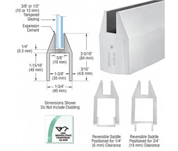 CRL SL150SA CR150 Series 3-5/16" Tall Tapered Wet Glazed Sidelite Rail ...