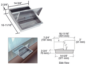 CRL FLR1416 High Recessed Deal Tray with Flip Lid, Brushed Stainless Steel