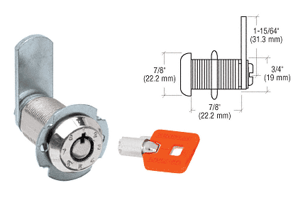 CRL KML13 Keymatic Door and Drawer Cam Lock - Polished Nickel