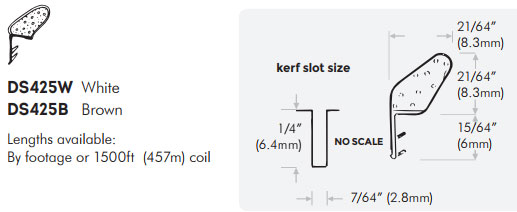 DraftSeal DS425B 24" Kerf Inserted Gasket Seal For Windows - Brown