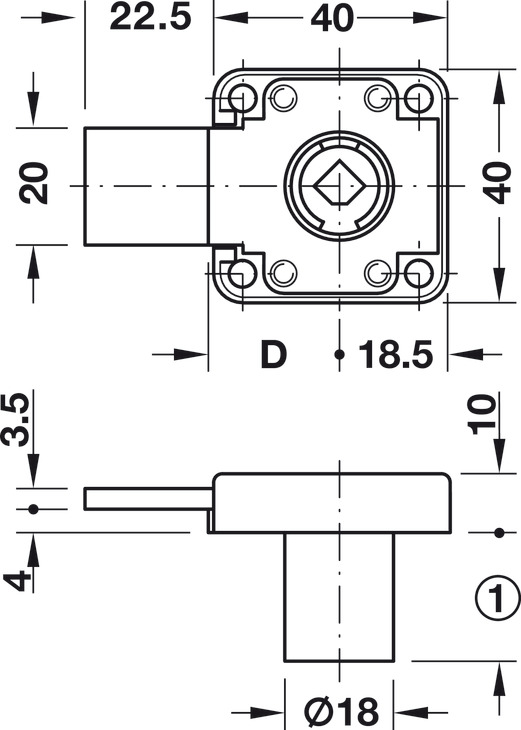 Hafele 232.25.680 Deadbolt Rim Lock, Häfele Symo, Drawer Version, For ...