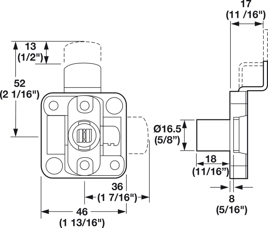 Hafele 232.35.303 Deadbolt Lock, CB-256, For Double Doors, With Offset ...