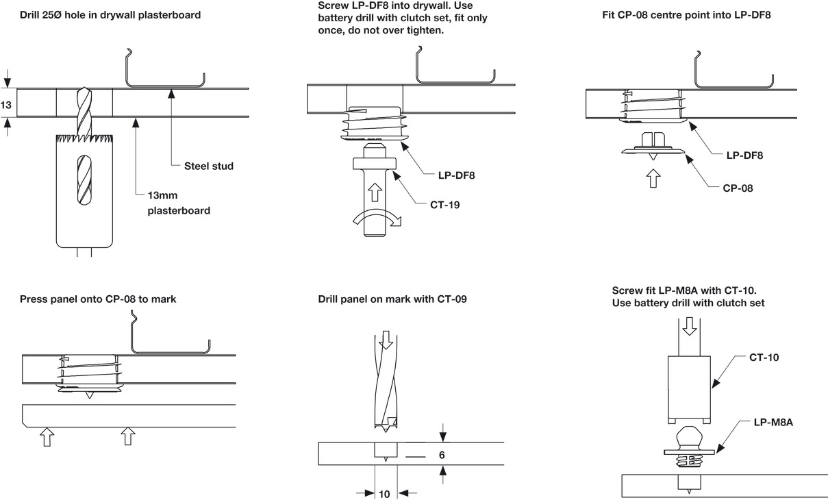 Hafele 267.20.721 LP-DF8, Low Profile, Self Tapping, Female, Fastmount ...