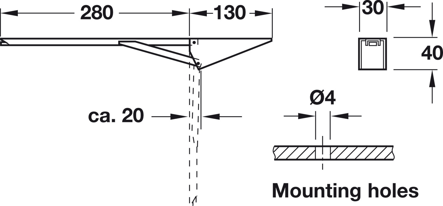 Hafele 287.41.951 Hinged Spring Bracket, for Table Extension, Folding ...