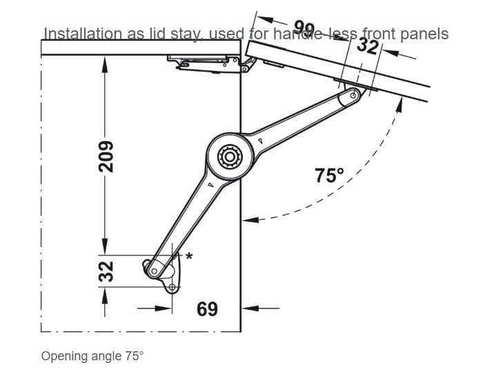 Hafele 373.66.700 Lid Stay, Duo Forte, Individual Component, for Wooden ...