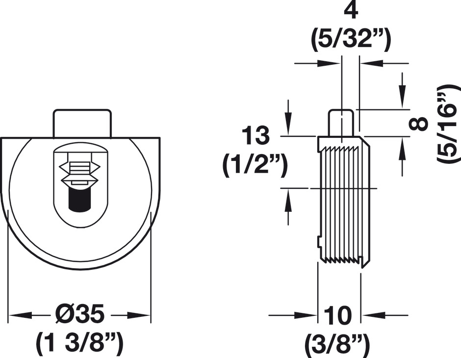 Hafele 404.06.700 Upper Guide, with Spring Loaded Pin, Press-fit, 26 ...