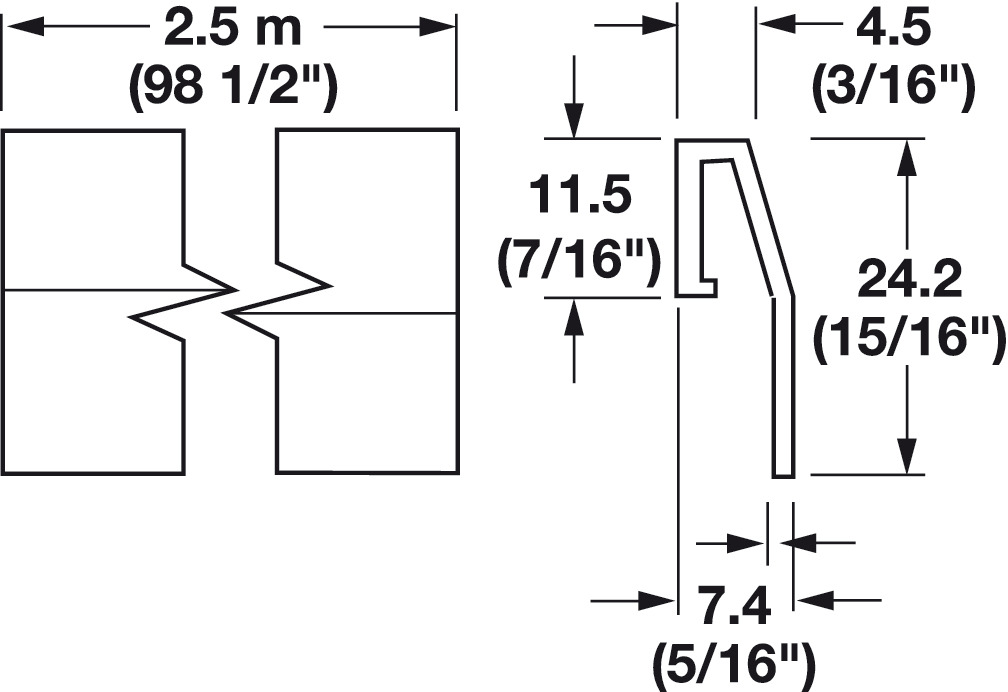 Hafele 422.71.902 Aluminum Rail, for Hanging File System, 98 1/2 ...