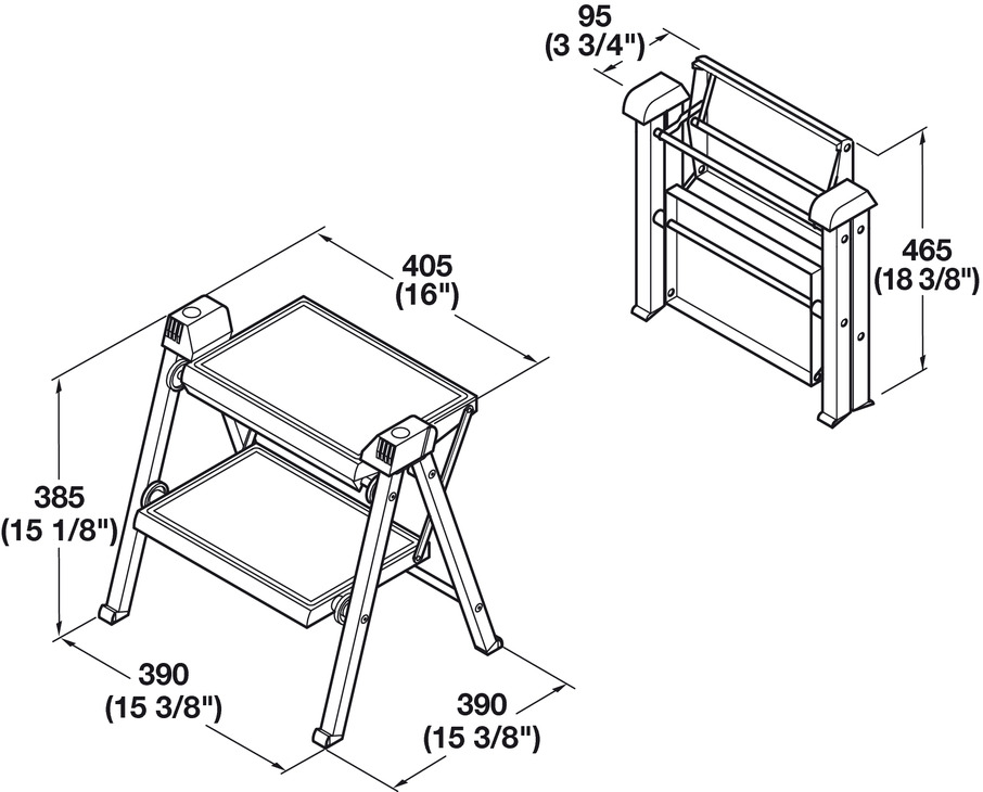 Hafele 505.04.310 Step Stool, Hailo Stepfix, Steel/Plastic Powder ...