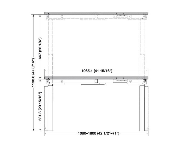 Hafele 637.45.295 Double Adjustable Column, Adjustablesystem®, 127 kg ...