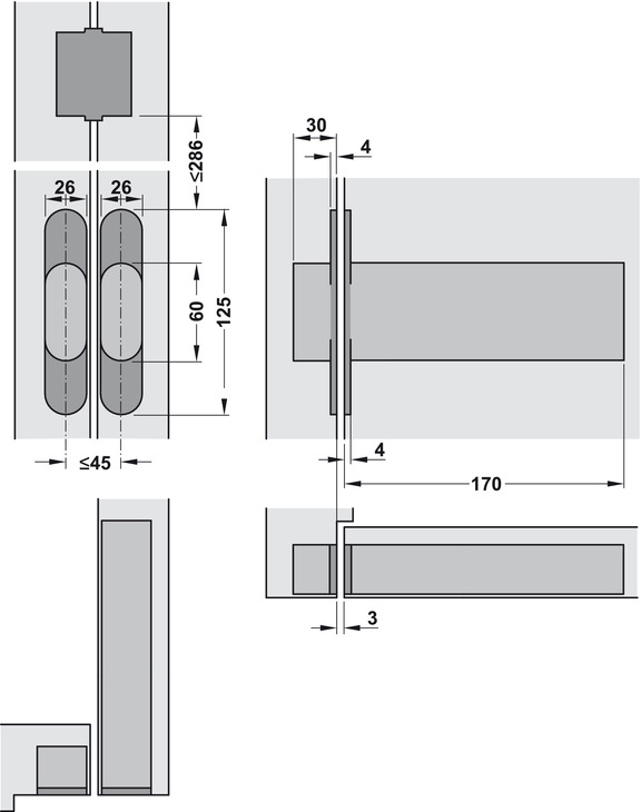 Hafele 931.90.408 Concealed Jamb Door Closer, Perkomatic R85, For door ...