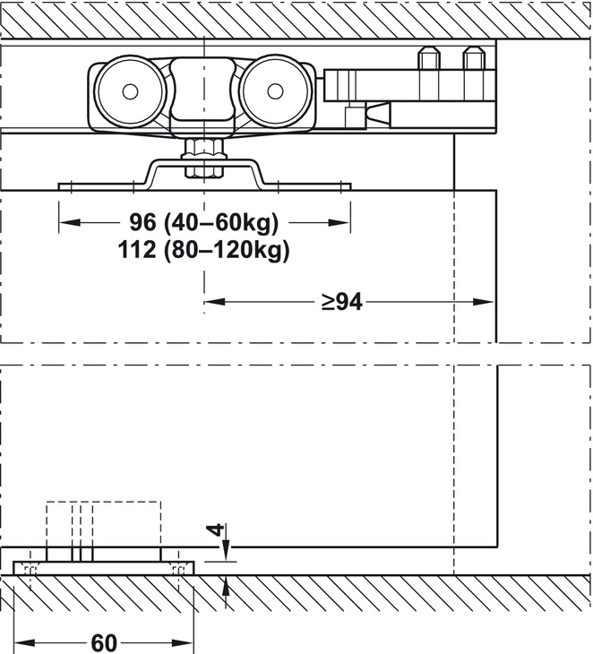 Hafele 940.82.562 Sliding Door Hardware, Slido Classic 80-P, With soft ...