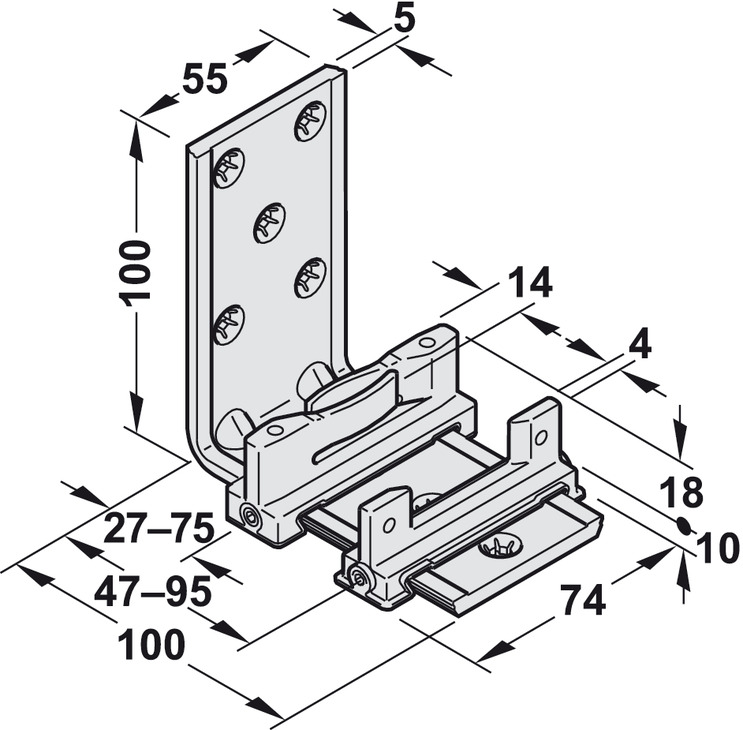 Hafele 941.60.072 Floor Guide, Double Element, Accessories for Wooden ...