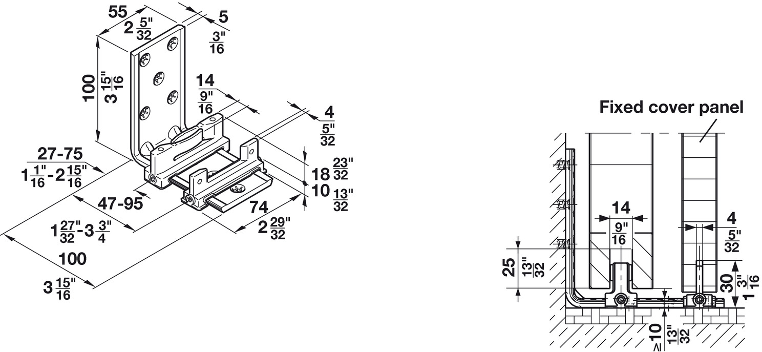Hafele 941.60.072 Floor Guide, Double Element, Accessories for Wooden ...