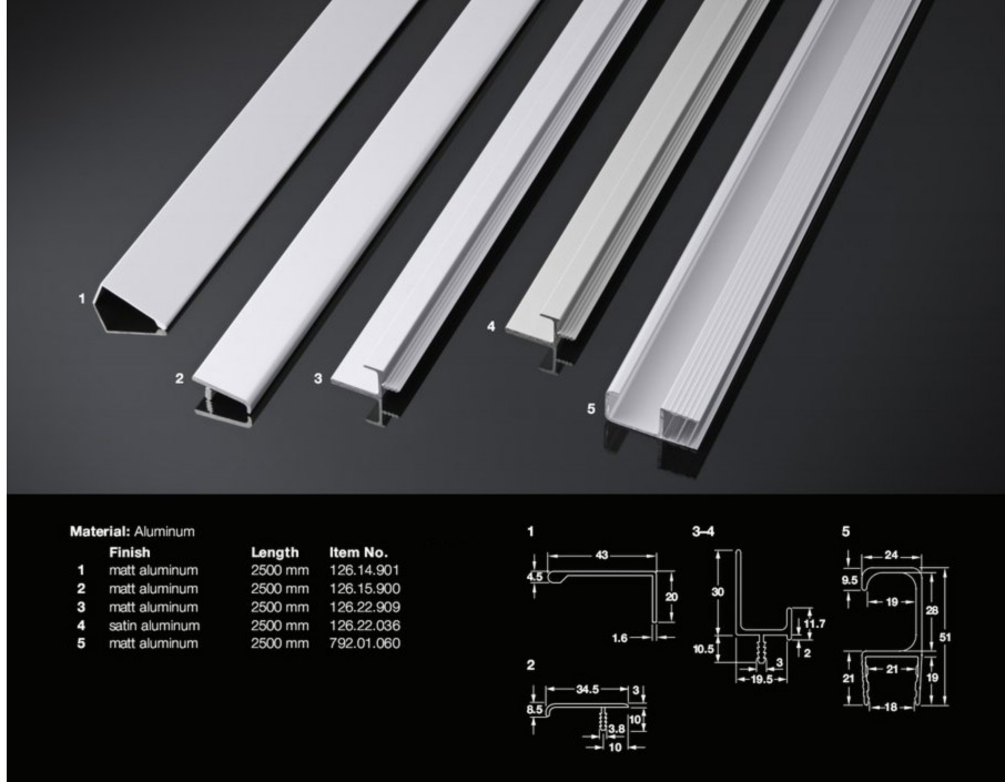 Hafele 792.01.060 96" Matt Aluminum Extruded Handle - 1 Pc.