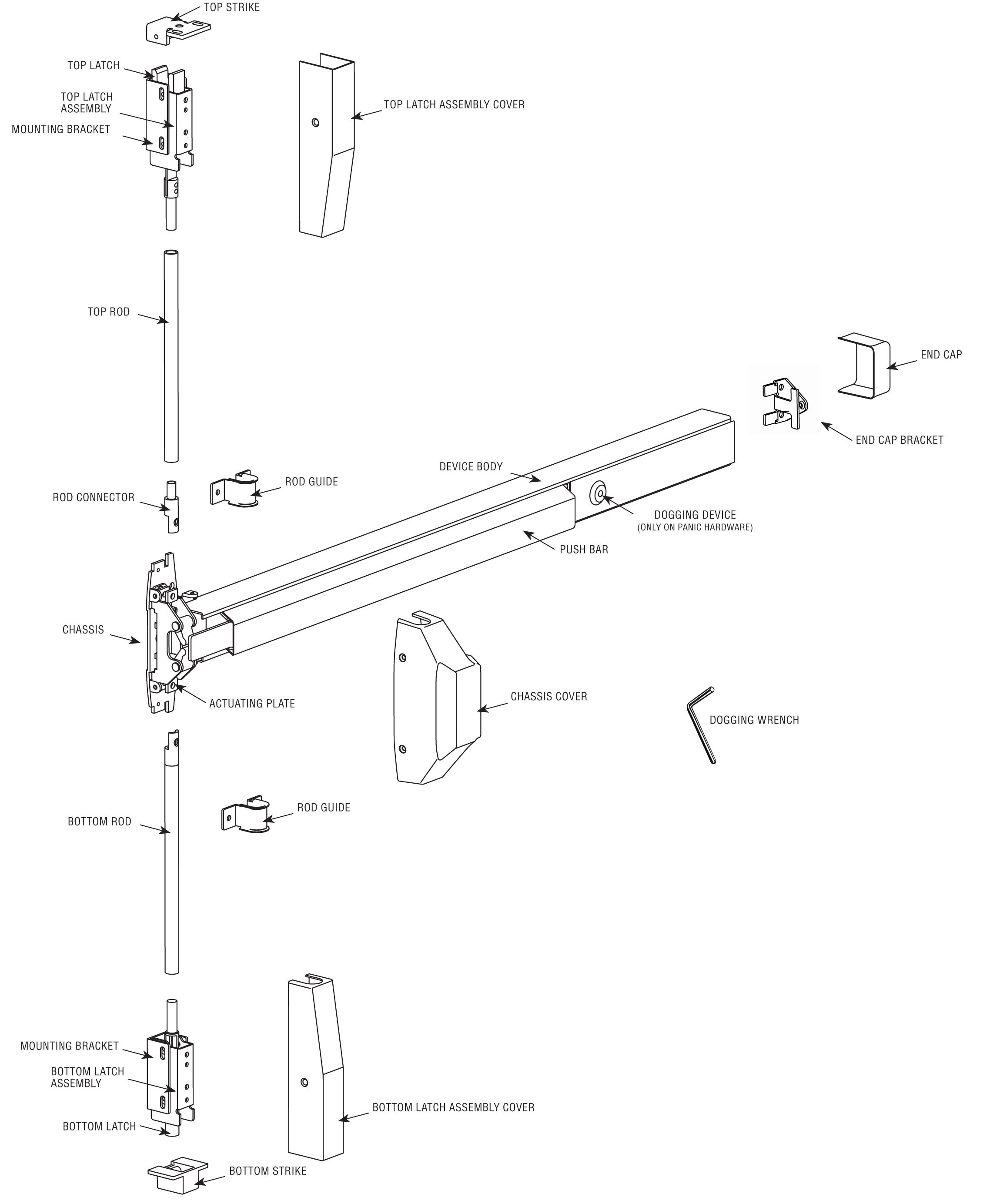 Hager 4701 SVR F 36" x 84" AMC ALM 1-3/4" Thick Door Fire Rated 36" x 84" Standard Duty Surface ...