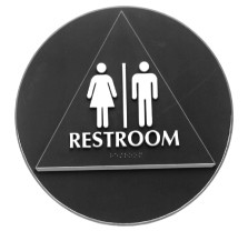 Hager 370U W3 Blue Plastic ADA Tactile Sign - UNISEX RESTROOM