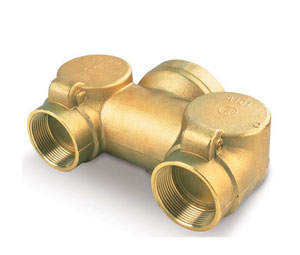 Heiser 146D Brass Straight Concealed Double Clapper Siamese Inlet