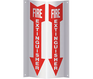 Heiser S108 "Fire Extinguisher" Arrow Rigid 3-D Plastic Sign - 4" x 12"