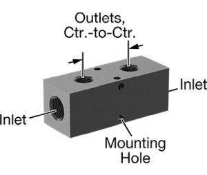 Industrial Hardware 62946 Anodized Aluminum Right-Angle Flow Manifold 2 ...