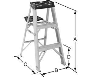 Industrial Hardware 27184 Aluminum Stepladder with Shelf Type 1A 3 Feet ...