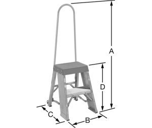 Industrial Hardware 90027 Folding Step Stools with Handrail, with ...