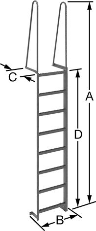 Industrial Hardware 137044 Top-Mount Ladders, 11 Feet High x 28" Wide x ...