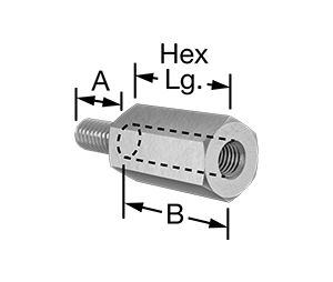 Industrial Hardware 13595 Inch-to-Inch Male-Female Hex Thread Adapter ...