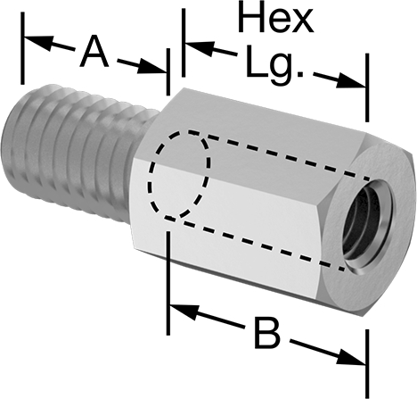 Industrial Hardware 162135 Aluminum Male-Female Hex Thread Adapter, M10 ...