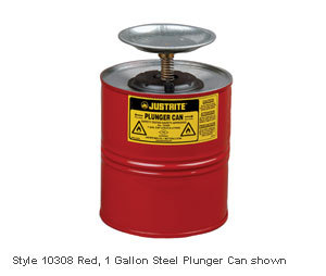 Justrite 10108 Steel Plunger Can - 1 Quart - Red